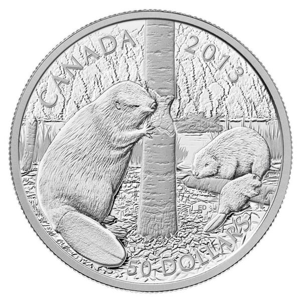 2013 $50 The Beaver - Pure Silver Coin - Sold Out Issue, Over 5 ozs ...