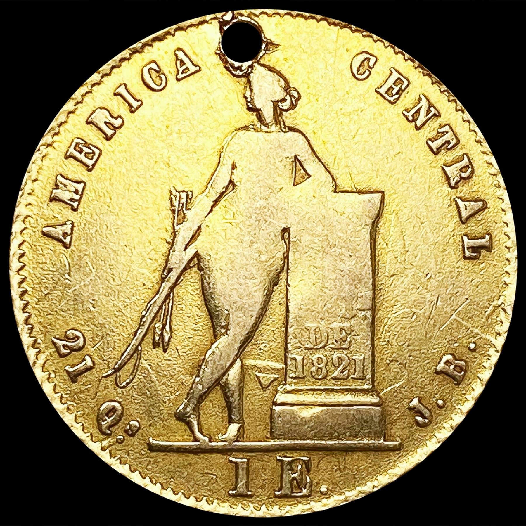 1850 Costa Rica .0872oz Gold Escudo NICELY CIRCULA