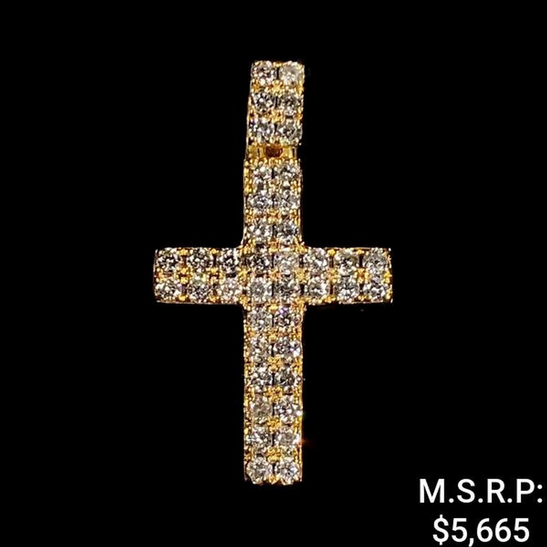 4 DWT 10 KT Gold Cross w/ Dmnd Lining Pendant