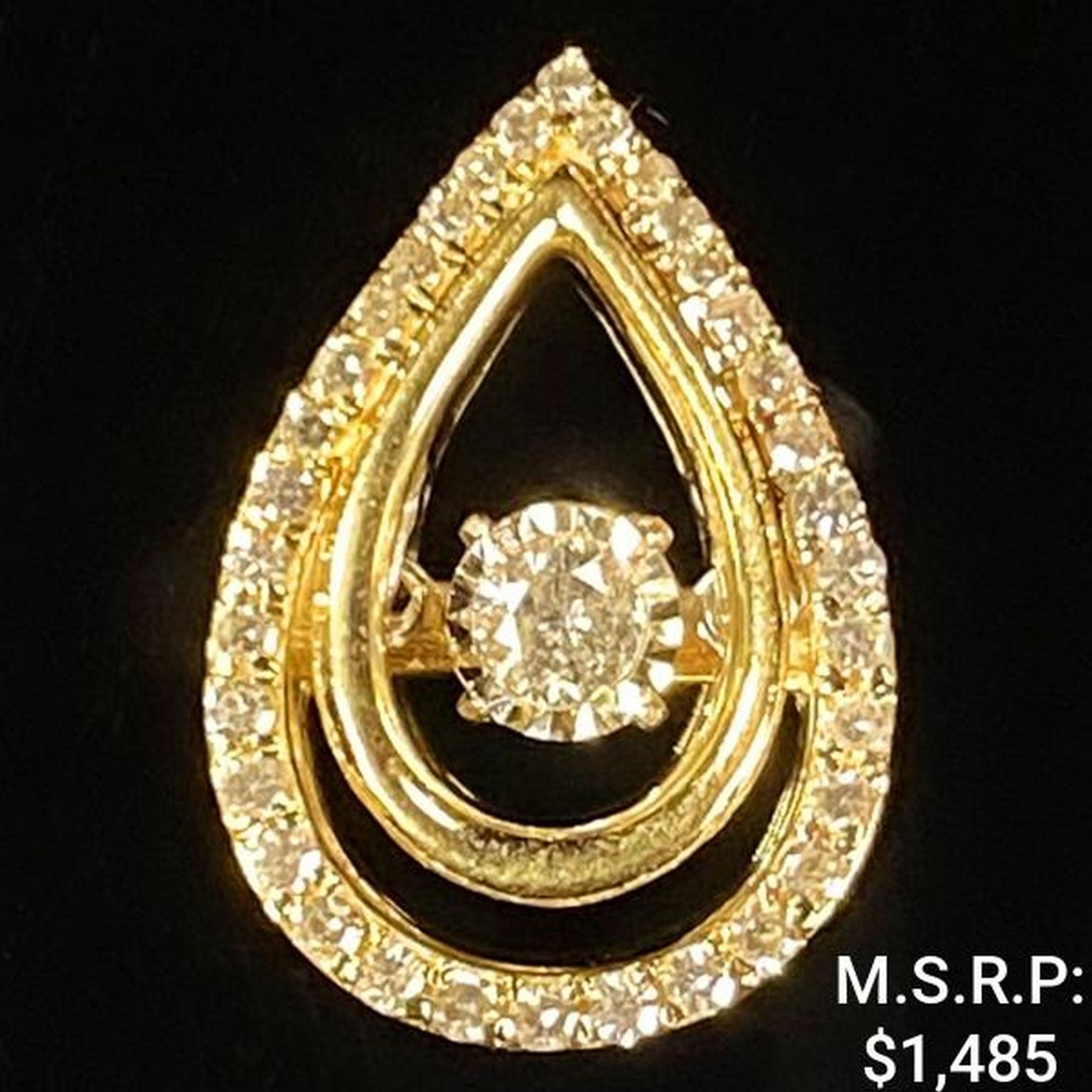 1 DWT 10 KT Gold Pendant w/ Diamond Lining
