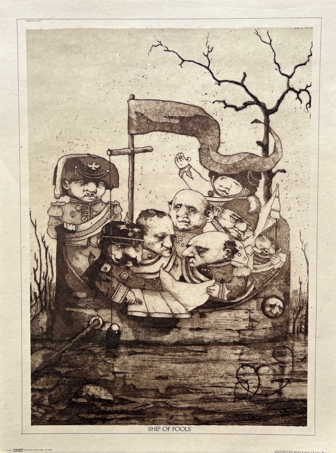 Charles Bragg Ship Of Fools 1972 Lithograph
