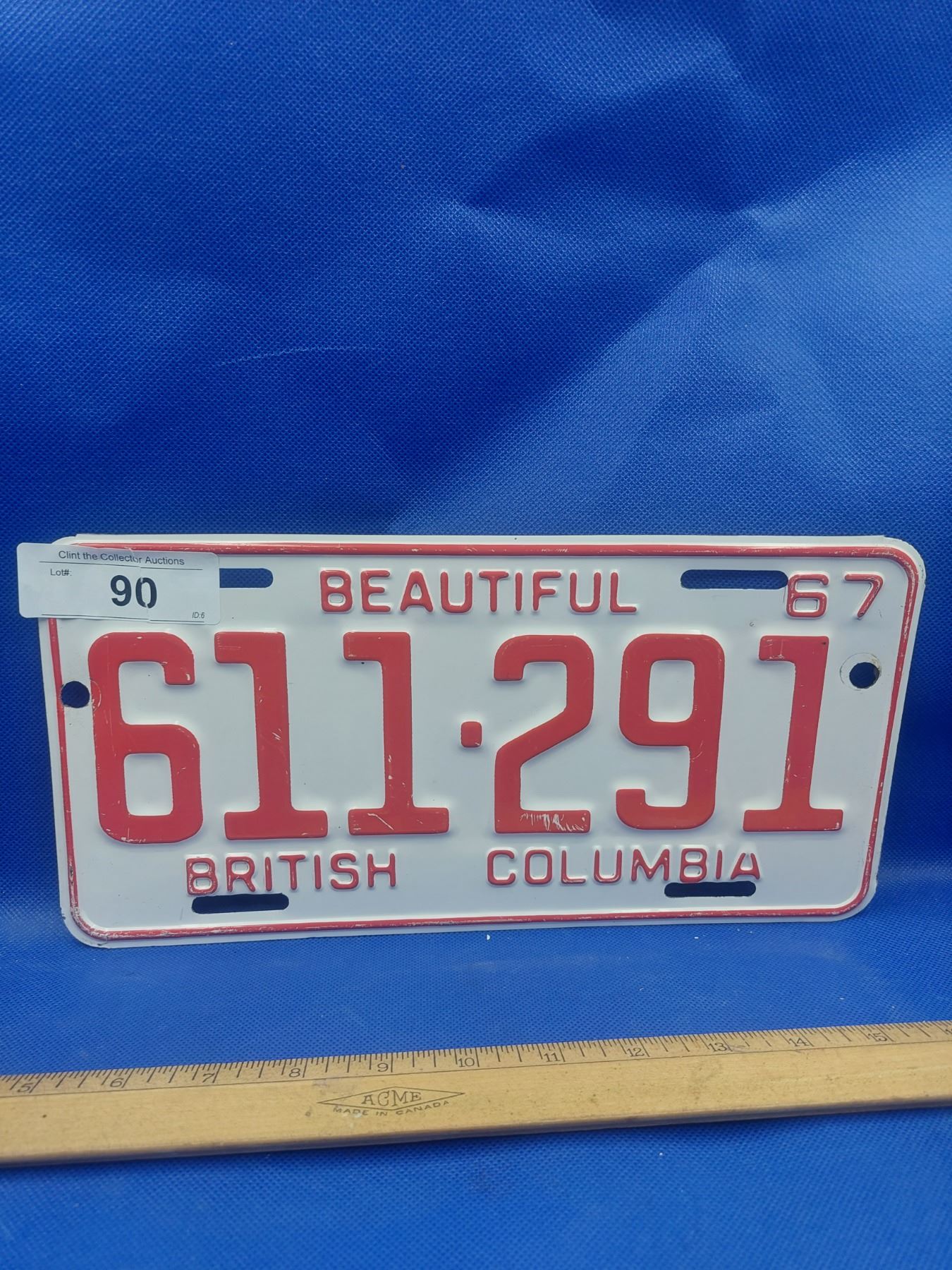 1967 BC LICENSE PLATE