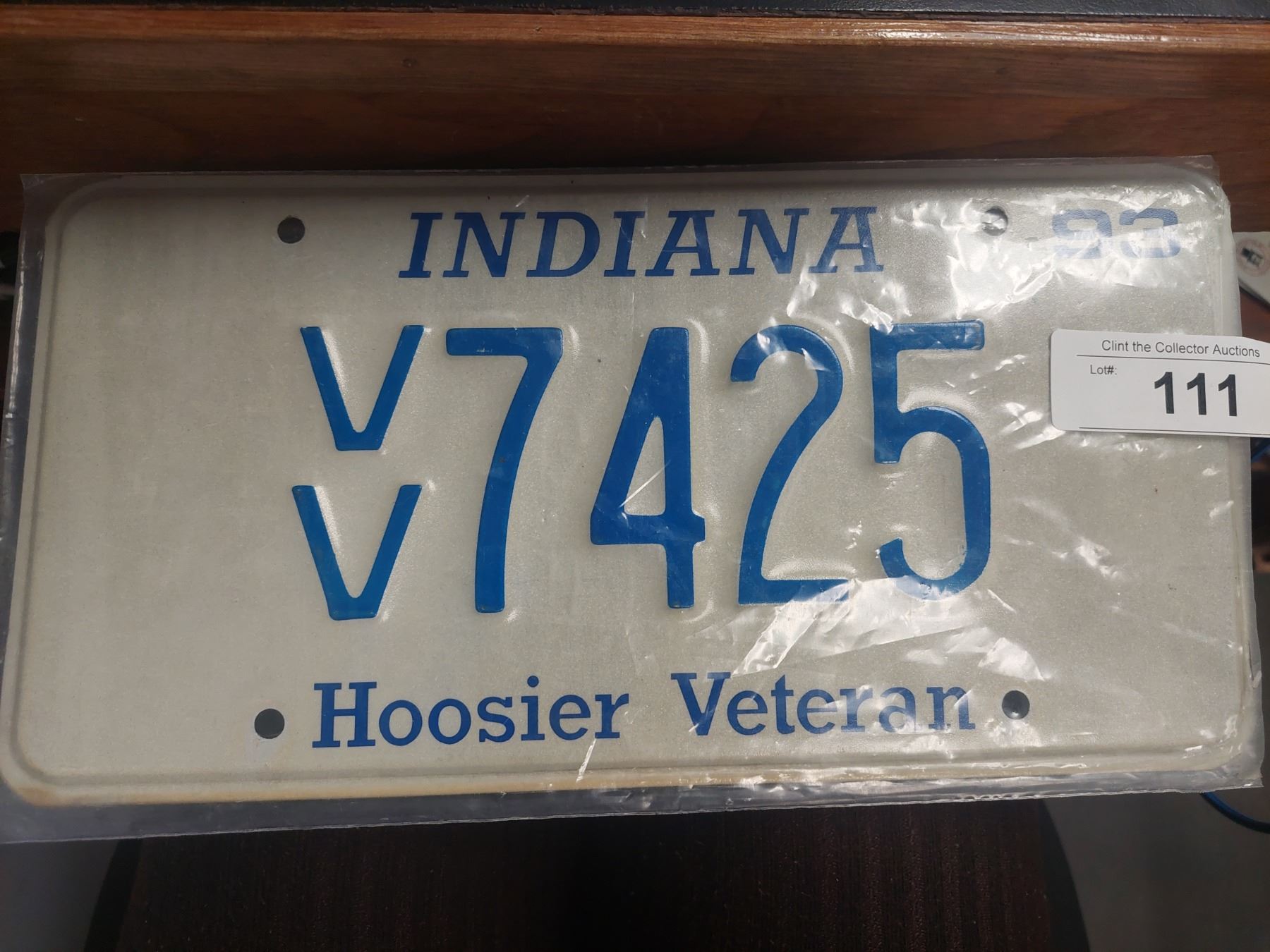 1993 INDIANA "HOOSIER VETERAN" LICENSE PLATE