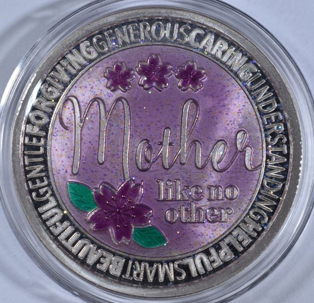 ONE OZ .999 ENAMELED MOTHER SILVER ROUND