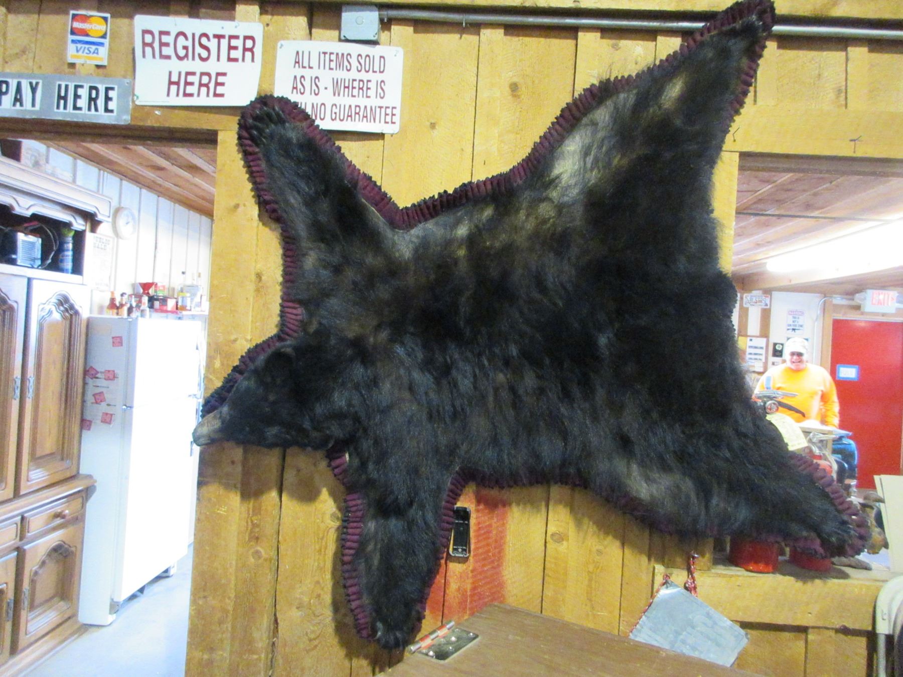 Double Matted Black Bear Rug- Can Be Hung On Wall- Nose To Tail 58 ...