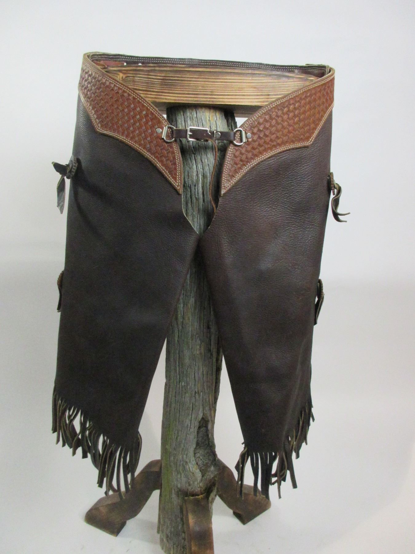 New Unmarked Chinks- Basket Stamped Yoke- 32" With Fringe