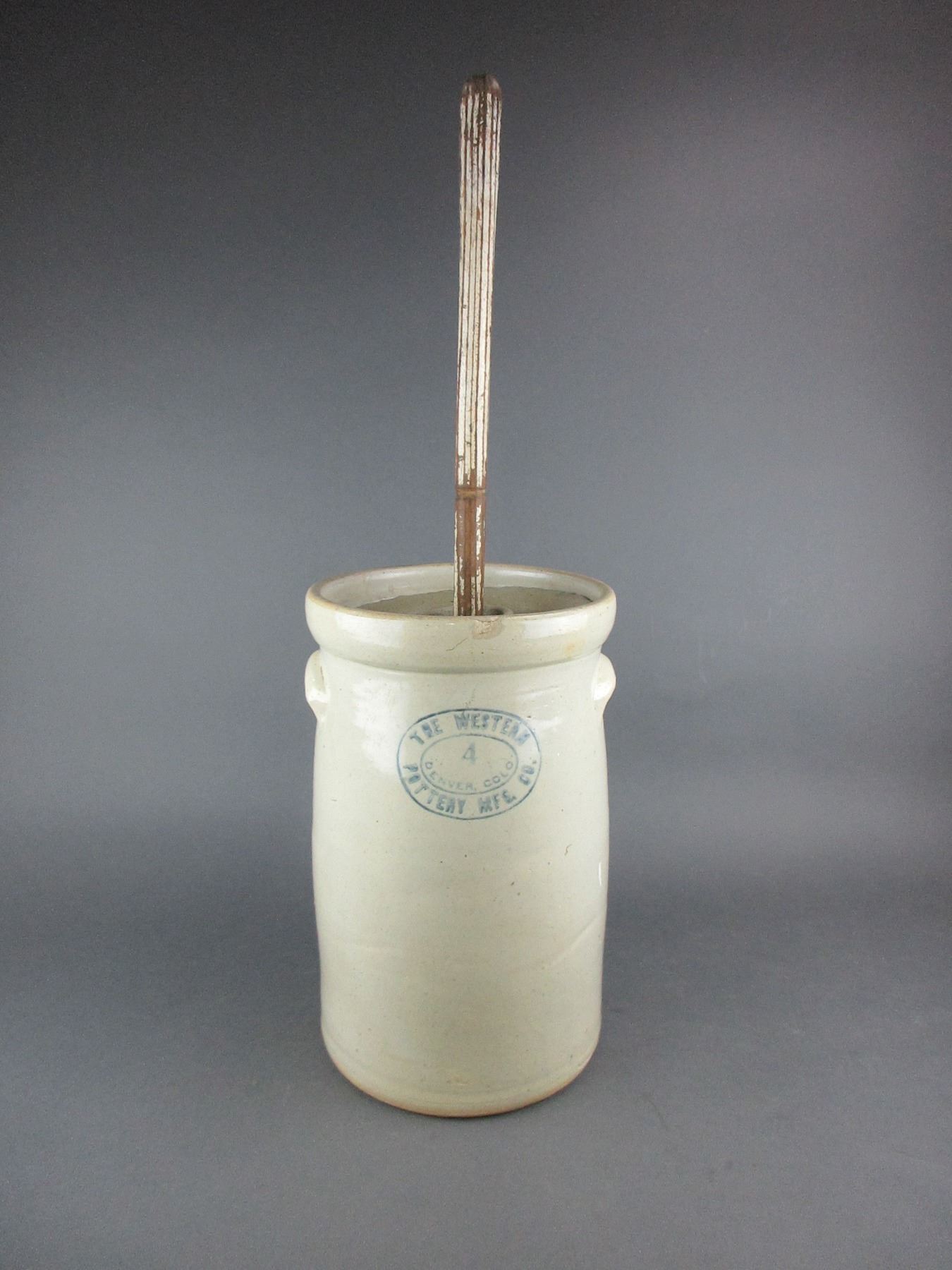 #4 Western Pottery Co Crock Butter Churn- 15" X 10"- Hairline In Lip