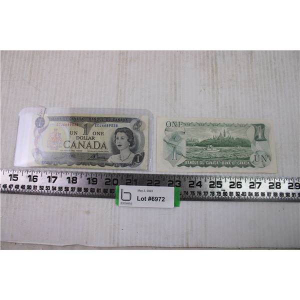2 1973 Canadian 1 Dollar Bill Bodnarus Auctioneering 2-1973-canadian-1-dollar-bill-bodnarus-auctioneering
