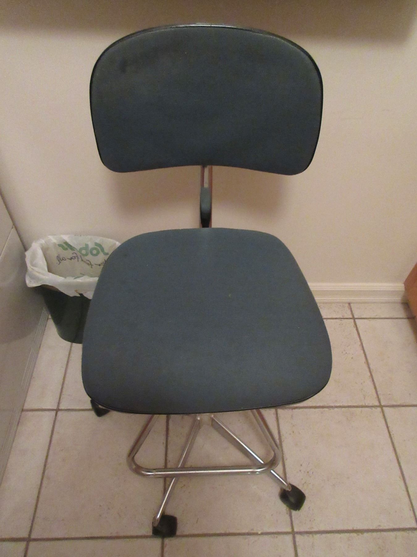 LAUNDRY ROOM: STENO CHAIR, GARBAGE CAN, CORNER SHELF & 3 PICTURES