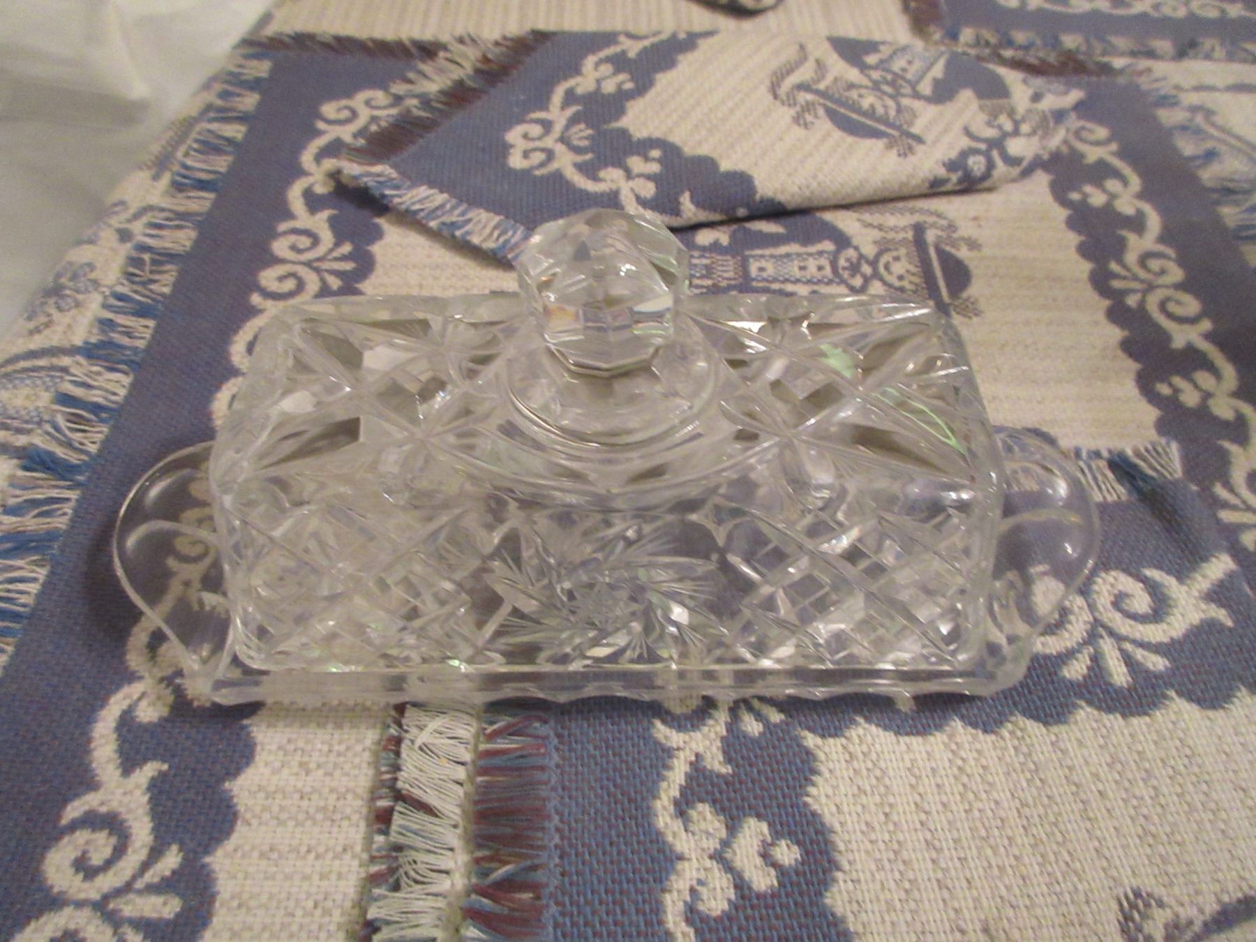 DININGROOM: PINWHEEL CRYSTAL COVERED BUTTER DISH