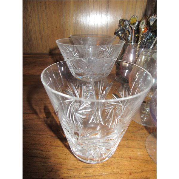 DININGROOM: 3 ASSORTED PINWHEEL CRYSTAL WINE GLASSES (AS IS)