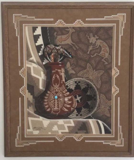 AUTHENTHIC NAVAJO SANDPAINTING SIGNED H TYLER 28.5"