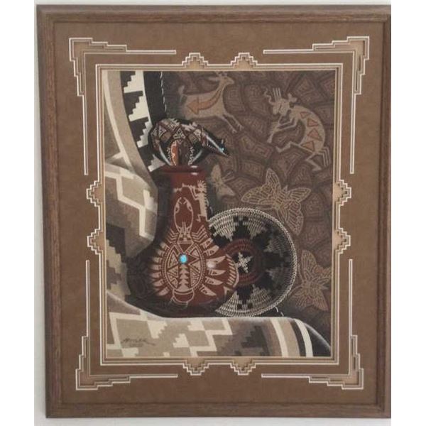 AUTHENTHIC NAVAJO SANDPAINTING SIGNED H TYLER 28.5"