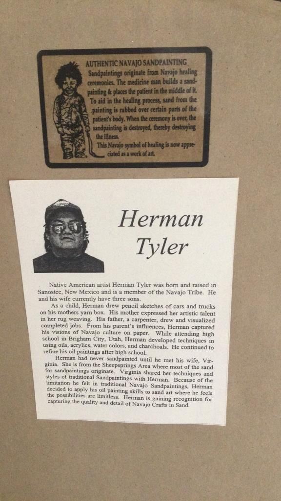 AUTHENTHIC NAVAJO SANDPAINTING SIGNED H TYLER 28.5"