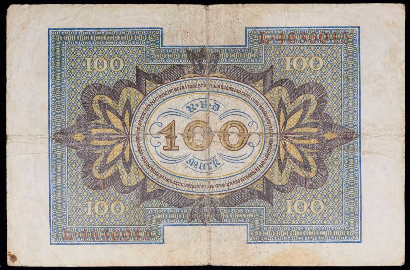 1920 Germany (Weimar Republic) 100 Marks Banknote - Post-WWI ...