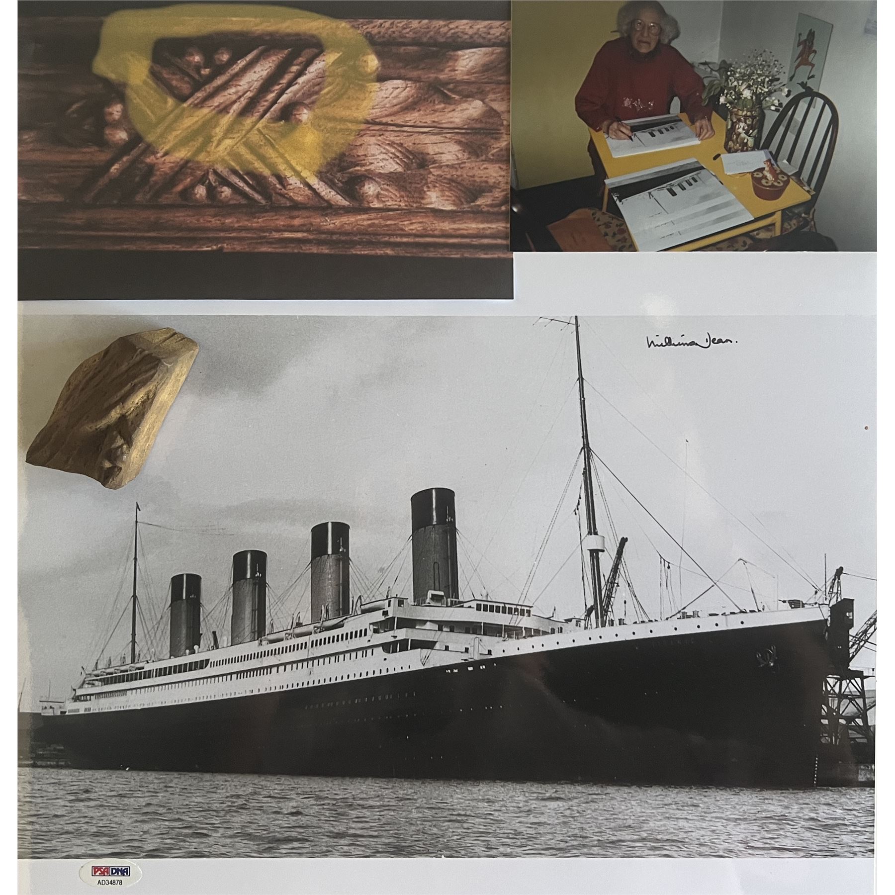 Titanic staircase fragment and signed photo from survivor Millvina Dean ...