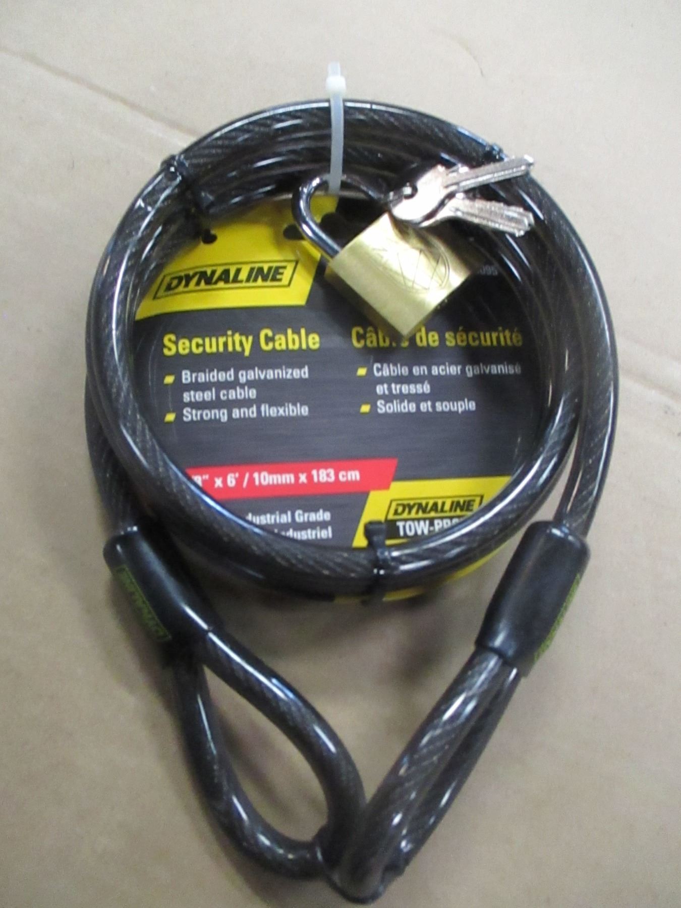 NEW: 3/8" X 6' SECURITY CABLE C/W LOCK