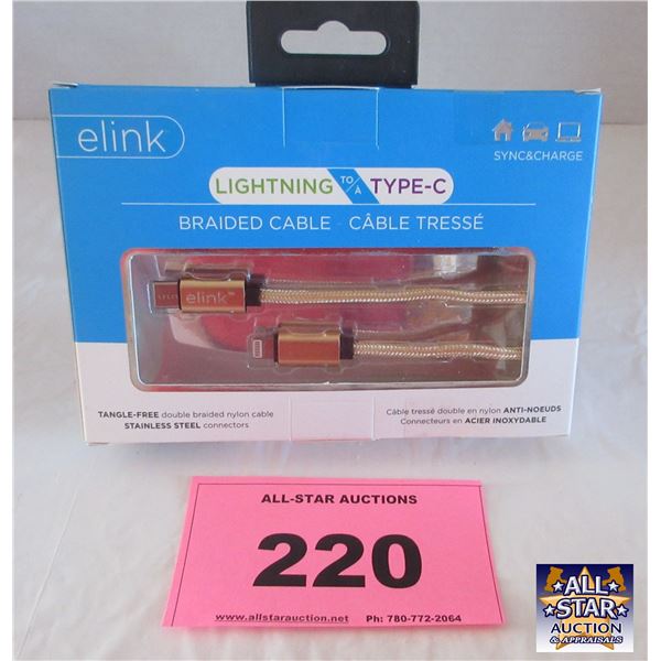 NEW: ELINK LIGHTNING TO TYPE C BRAIDED CABLE (2 M)