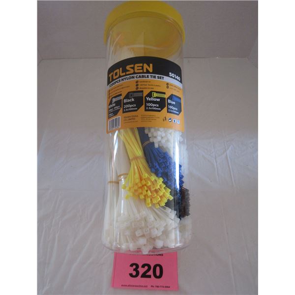 NEW: TOLSEN 1200 PIECE NYLON CABLE TIE SET