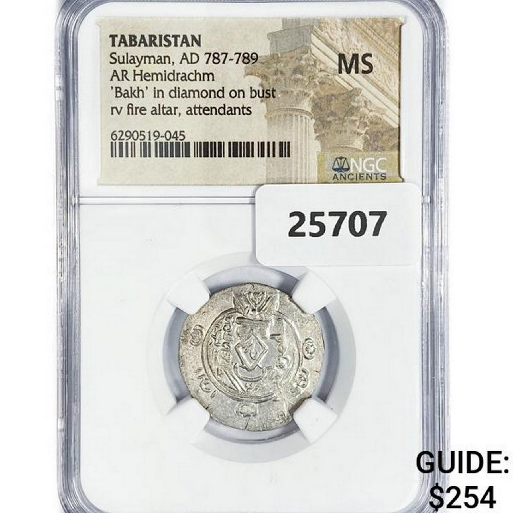 AD 787-789 Tabaristan AR Hemidrachm NGC MS