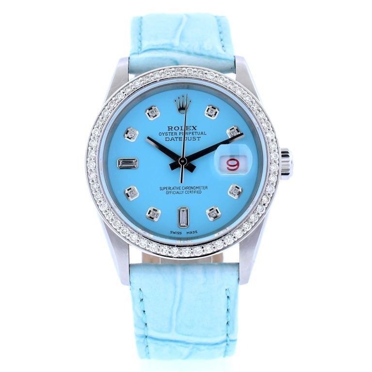Rolex DateJust Diamond Light Blue 36MM Wristwatch