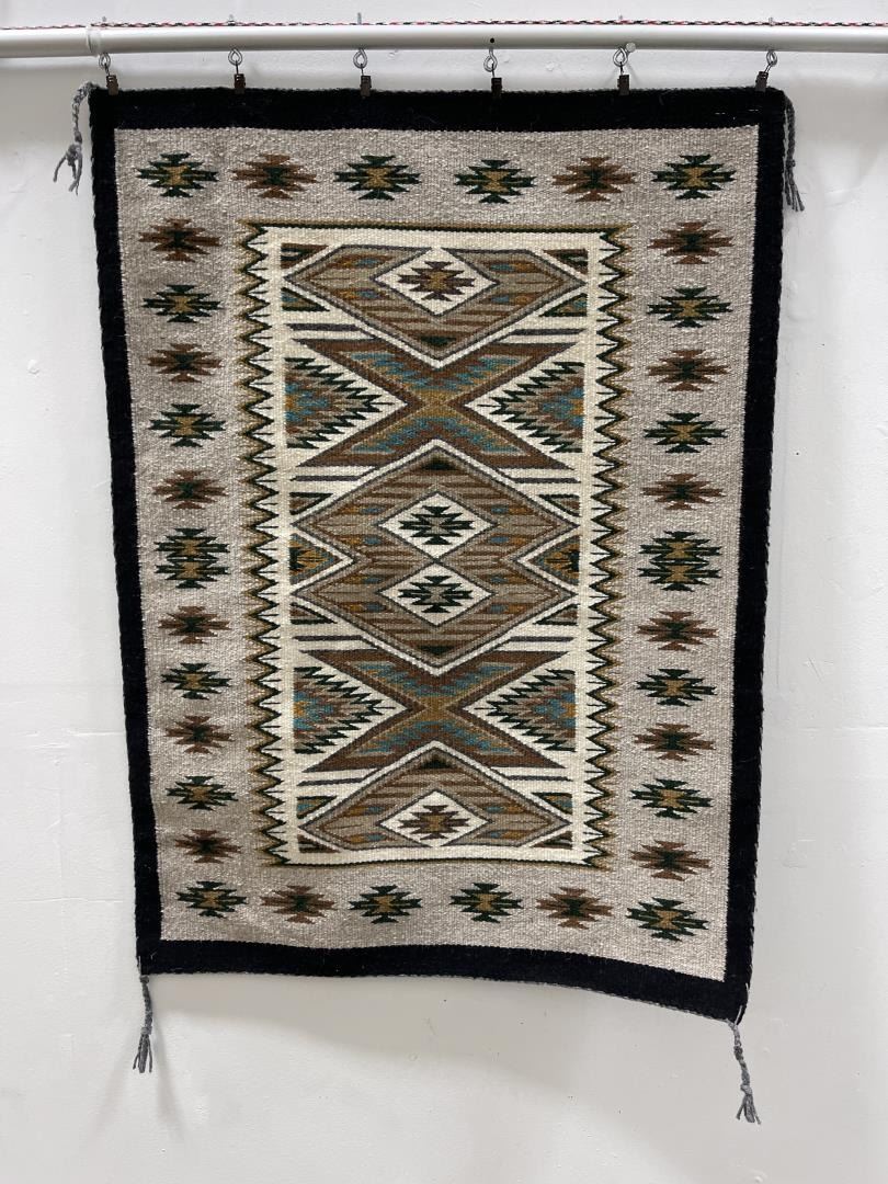 Navajo Indian Two Grey Hills Blanket Rug