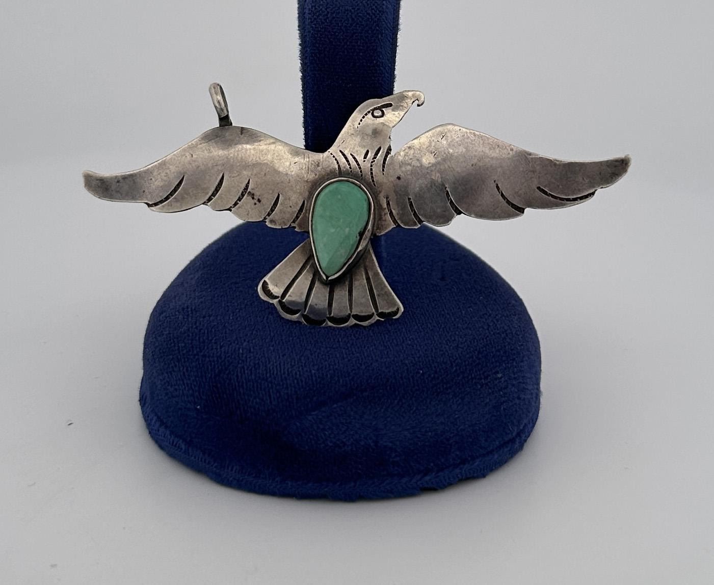 Navajo Sterling Silver Turquoise Eagle Pendant