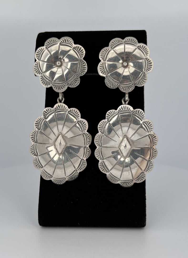 Navajo Sterling Silver Concho Earrings