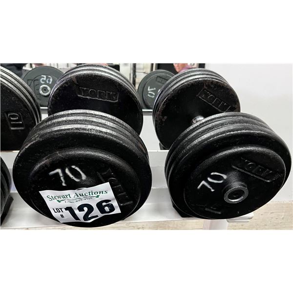 2 - York 70lb Dumbbells