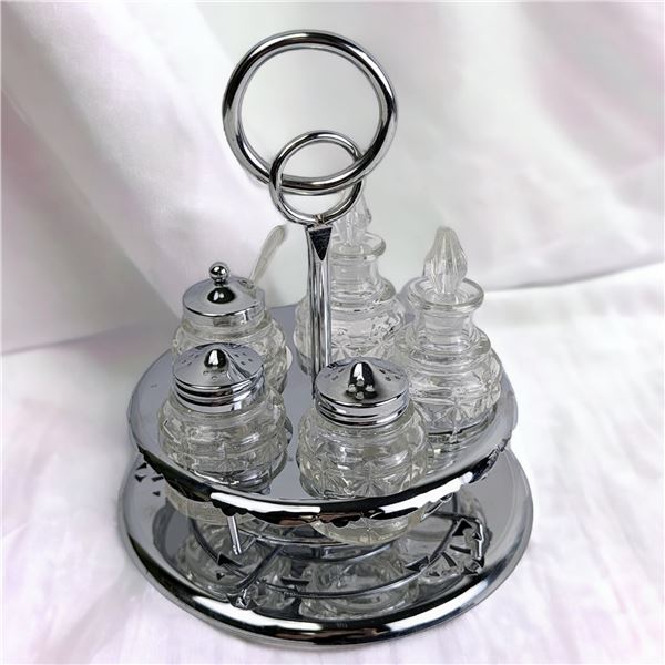 Vintage Chrome Condiment Caddy