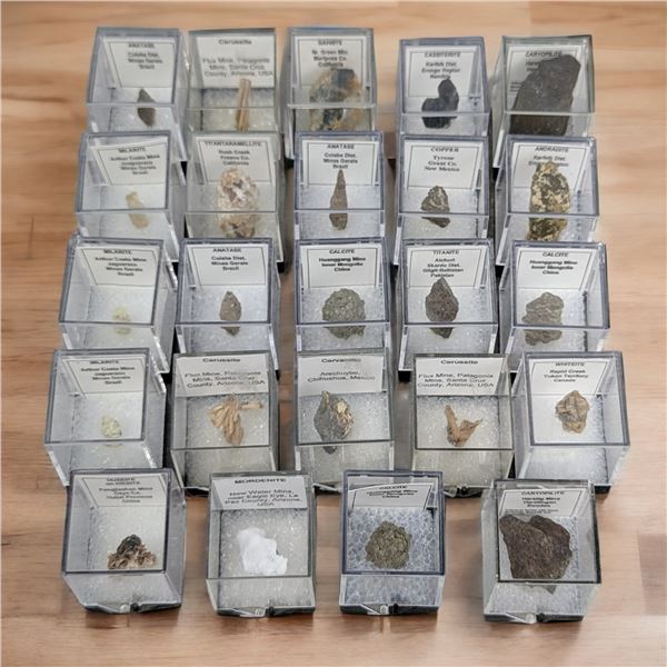 Lot of 24 Gemstone / Mineral Micro Mount Specimens