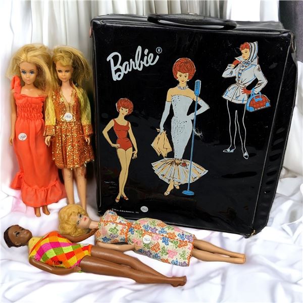 Lot of 4 Vintage Barbie Dolls with Case - Circa 1960's