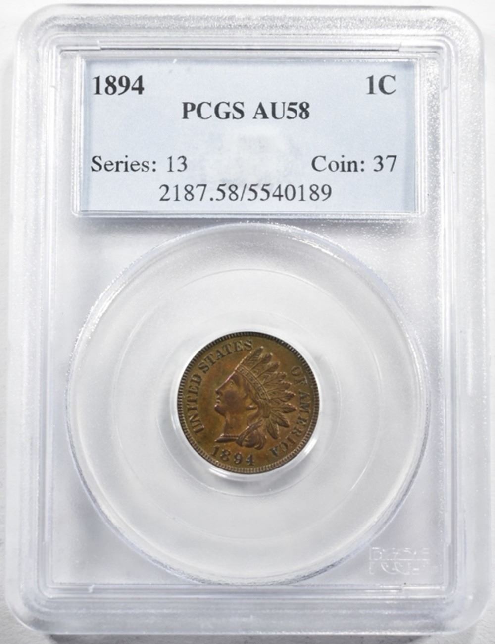 1894 INDIAN CENT PCGS AU58