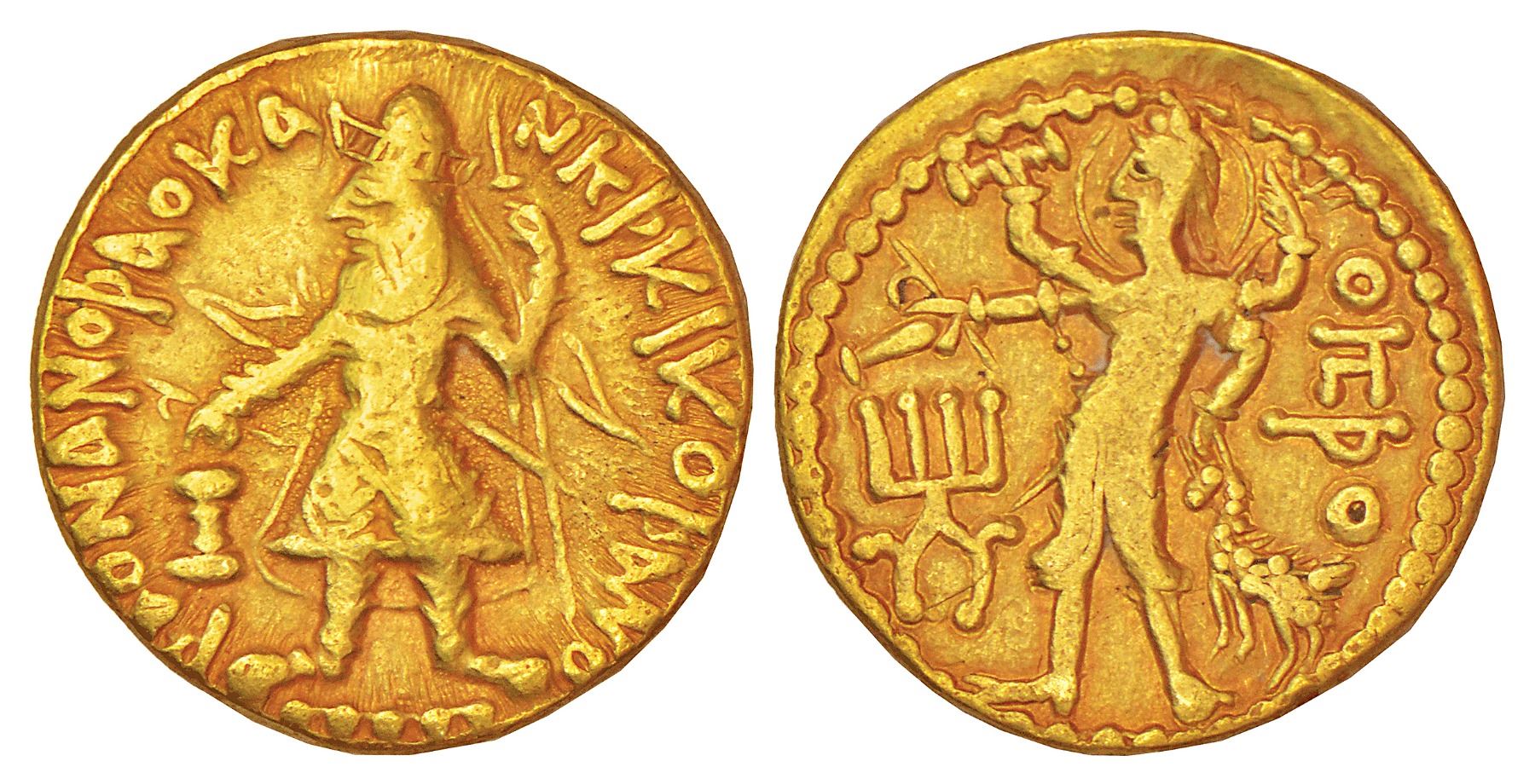 Ancient India: Kushans, gold dinar of Kanishka I (c.127-151 AD), Gobl ...