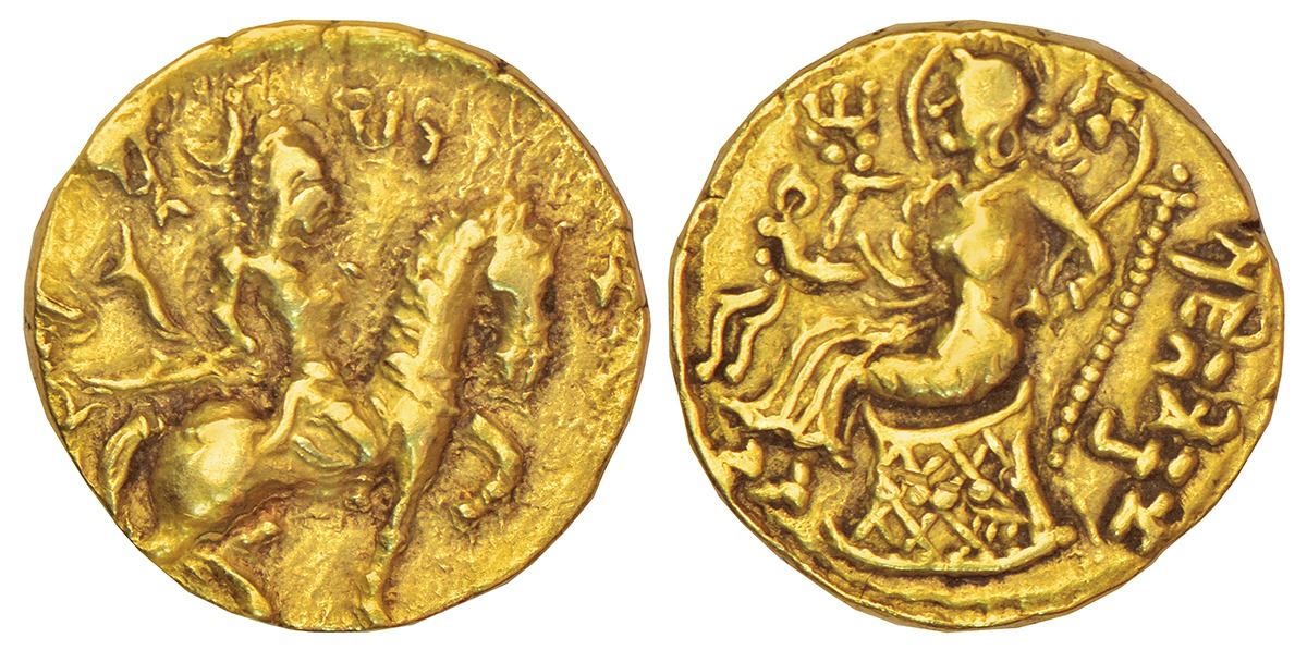 Ancient India: Gupta Empire - gold dinar of Chandra Gupta II (c.375-415 ...