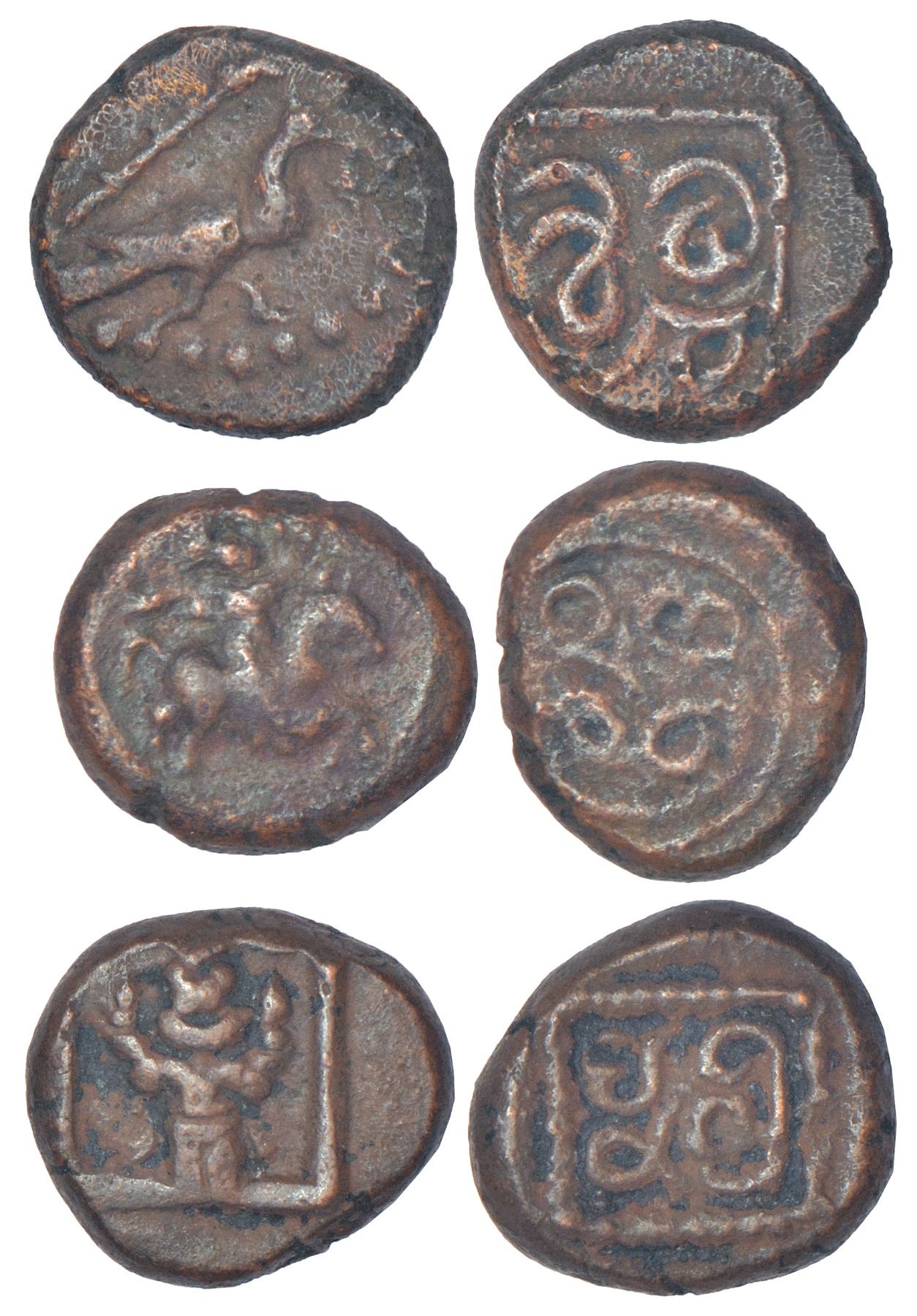 Medieval India: Nayakas of Madurai - anonymous copper cash coins (3 ...