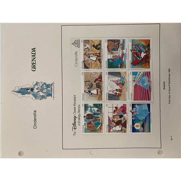 Walt Disney Cinderella Stamp Sheet. Grenada