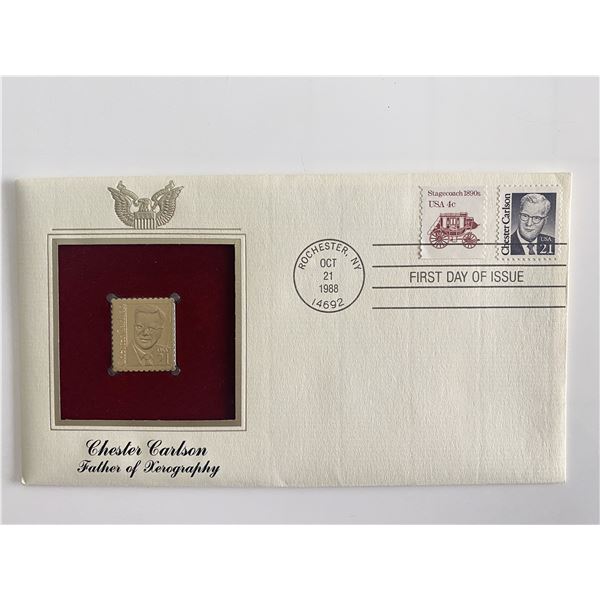 Chester Carlson Father of Xerography Gold Stamp Replica First Day Cover
