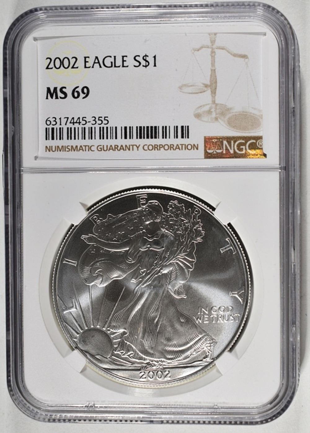 2002 AMERICAN SILVER EAGLE NGC MS 69