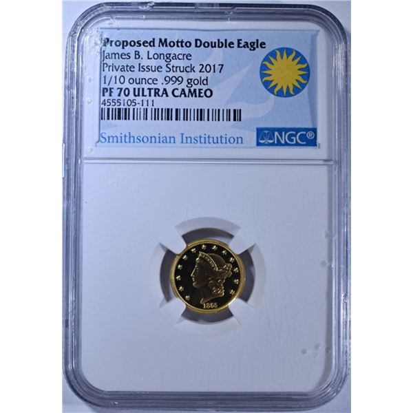 1/10 OZ .999 GOLD COIN NGC PF 70 ULTRA CAMEO