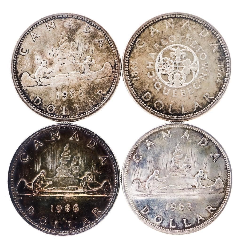 Lot 4 Canada, 1963,64,65,66 Silver Dollar coins