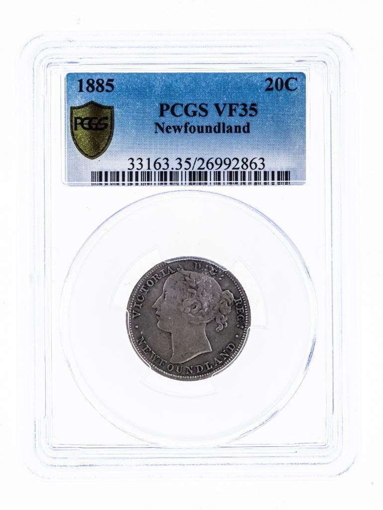 NFLD 1885 Silver 20 Cents PCGS VF35