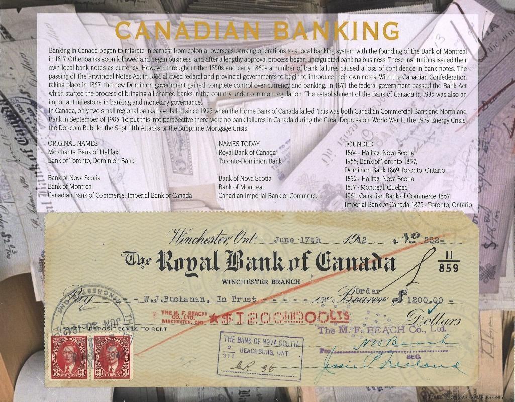 Canadian Banking - Royal Bank Cheque - Dated 1942 With 3 Cent Stamps 0n ...