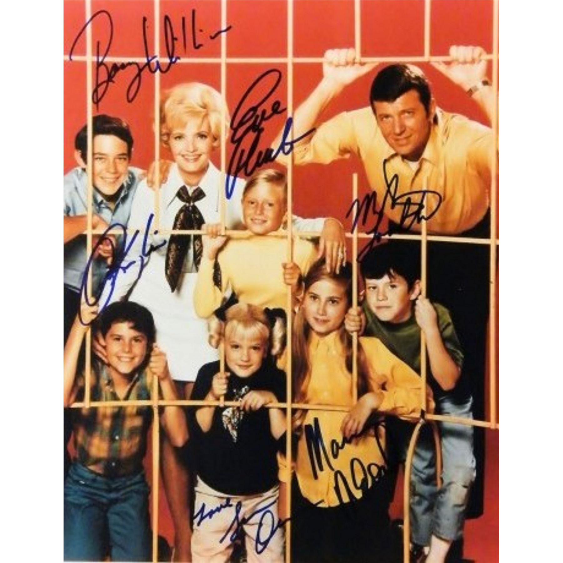 The Brady Bunch signed cast photo