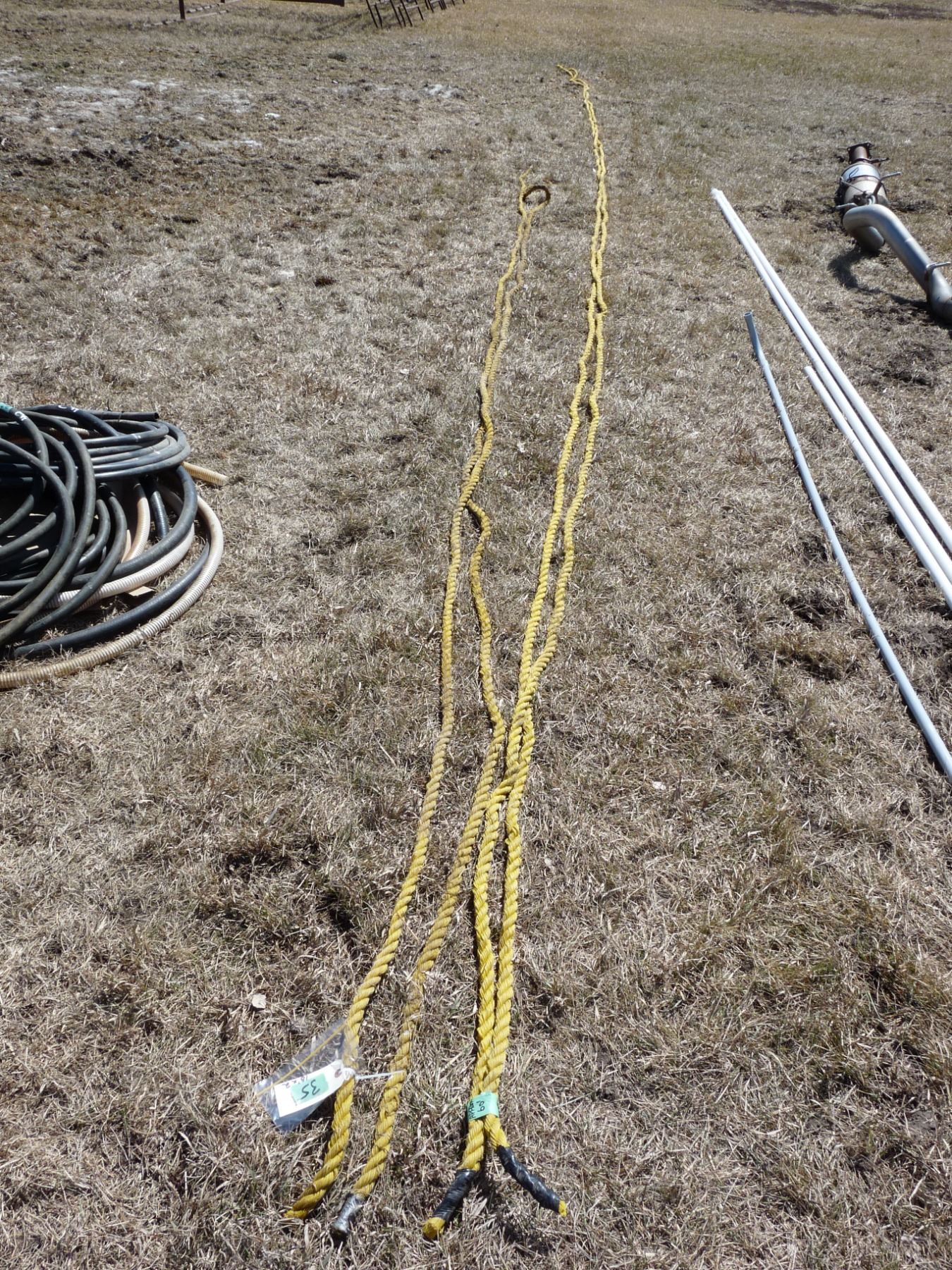 Lengths of three quarter inch nylon rope approximate Lengths mark on tags