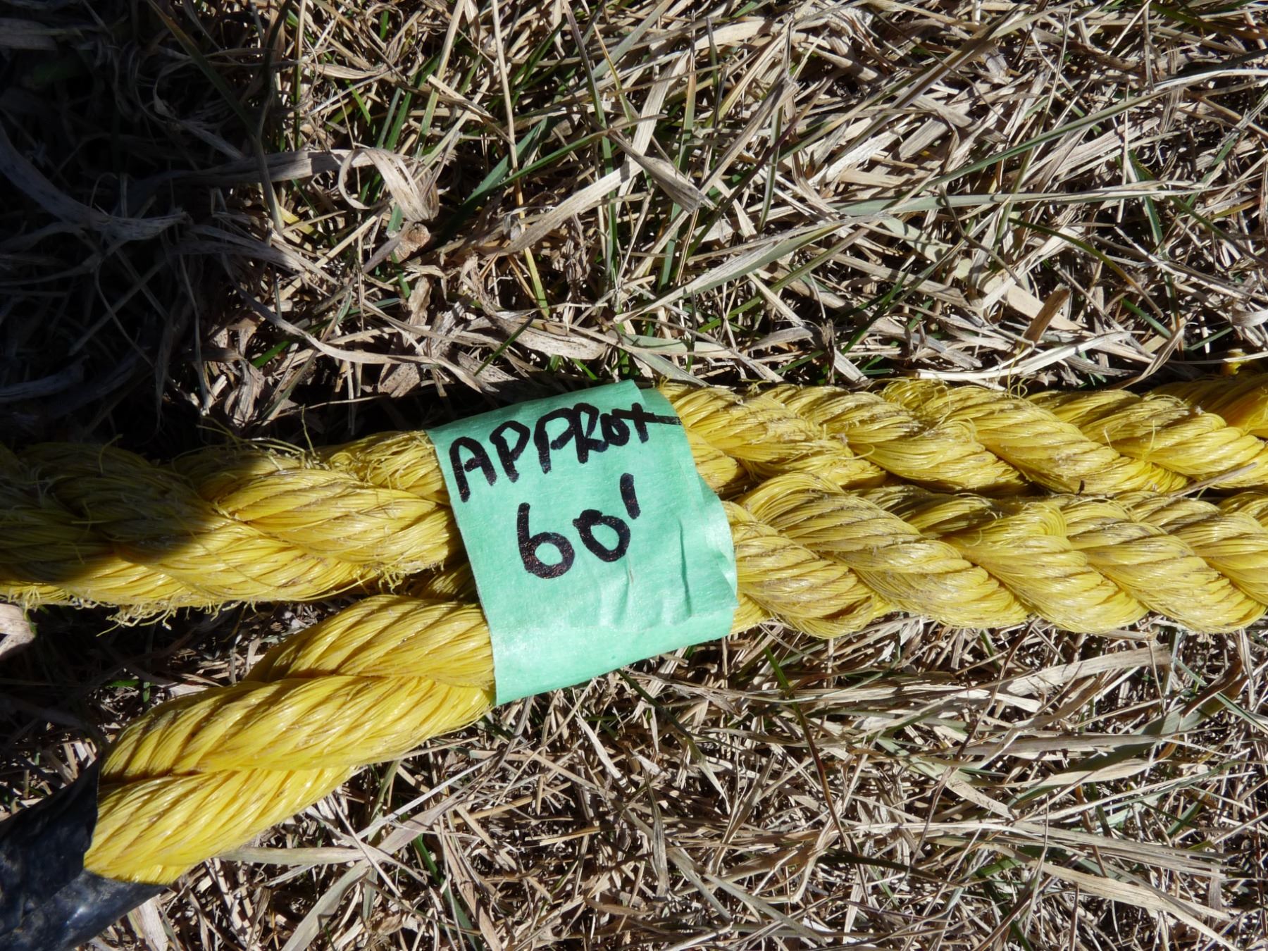 Lengths of three quarter inch nylon rope approximate Lengths mark on tags