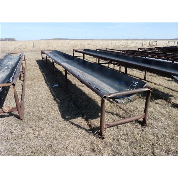 Heavy duty feed trough lined with belting