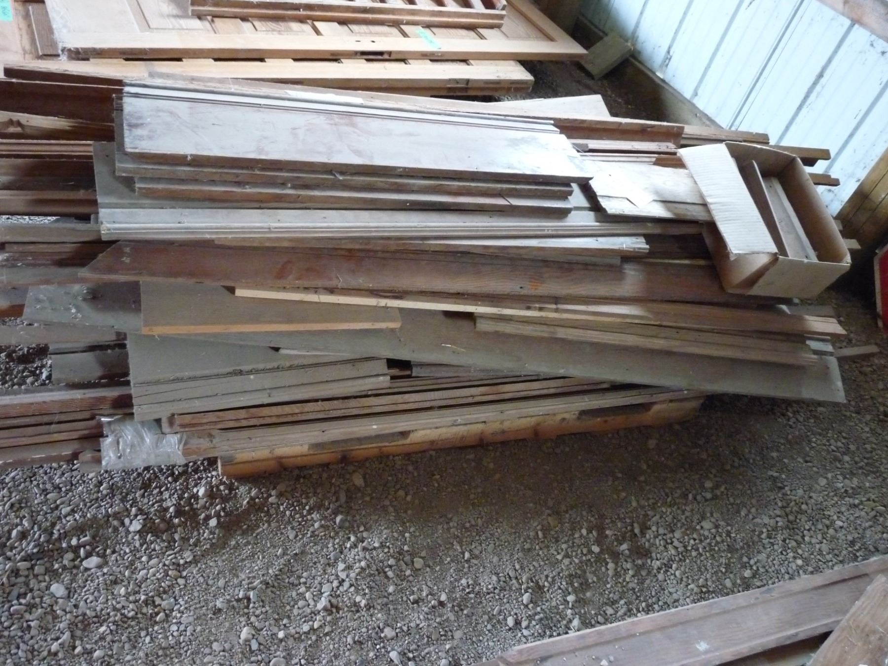 Pallet of vintage trim boards from house