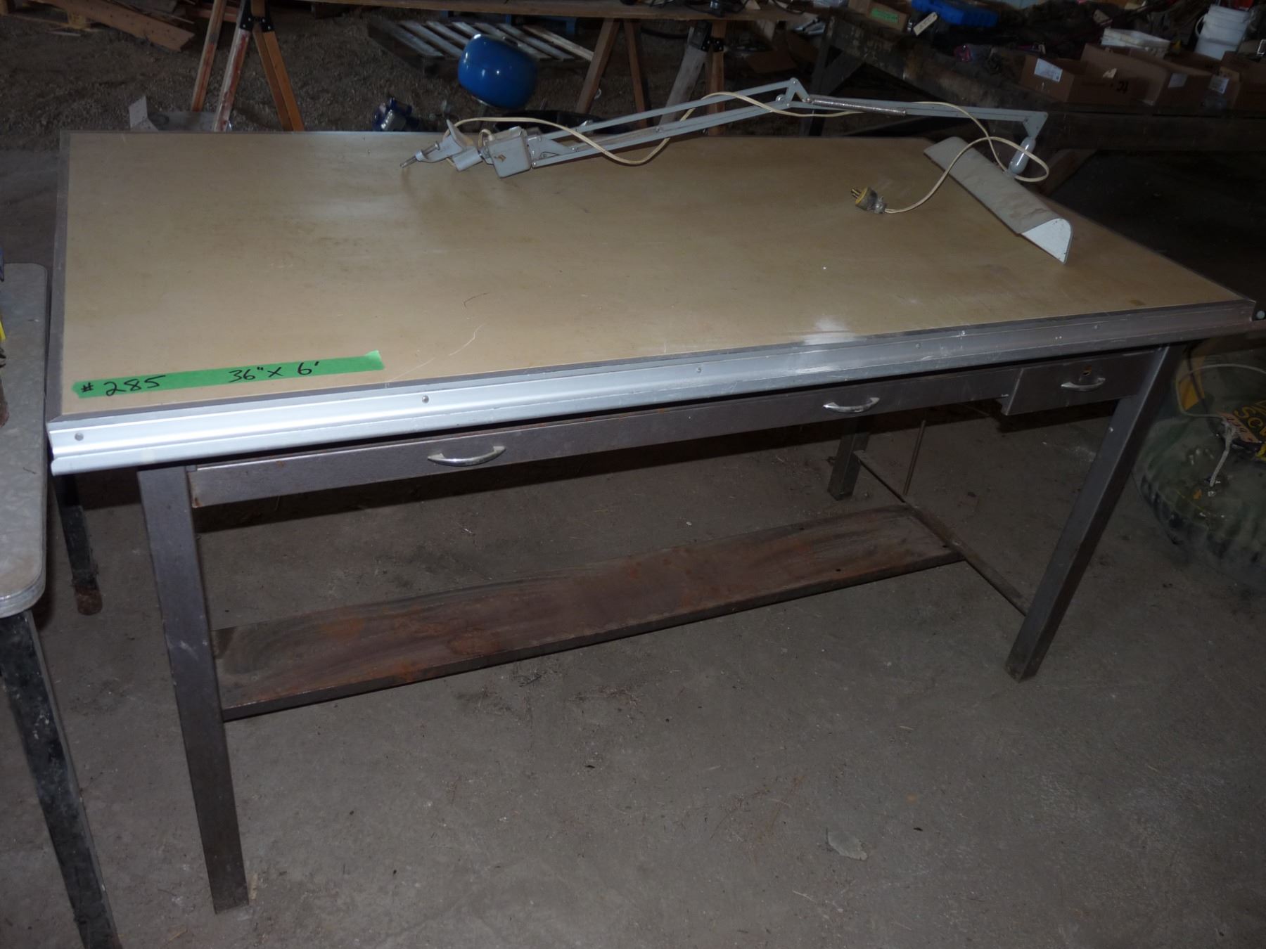 Drafting table 6 foot by 36 inch With clamp on fluorescent light