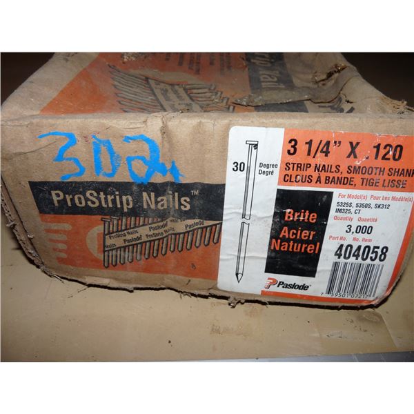 part box 3 1/4" x.120 strip nails, smooth shank 30 degree nails